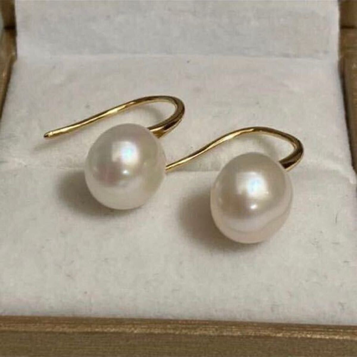 Yahoo!オークション - 天然真珠ピアス パール クリーム系ホワイト k18G...