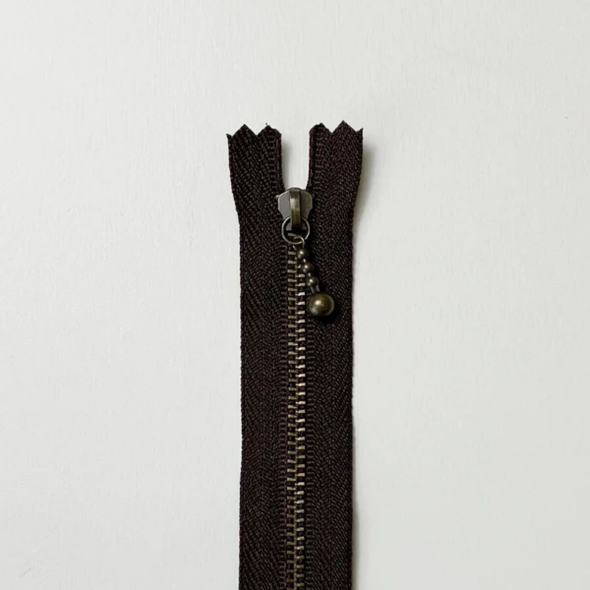 Yahoo!オークション - YKK 10cm 金属ファスナー 玉ファスナー 焦げ茶 ...