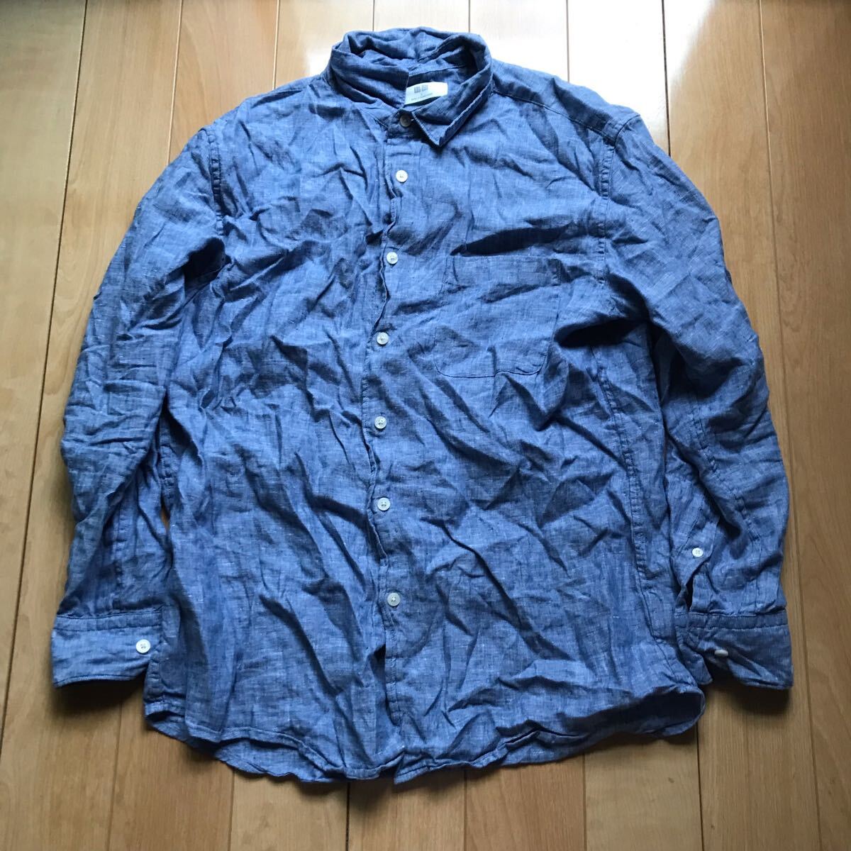 ユニクロ プレミアムリネンシャツ 定価3990円＋税 158-1-304 メンズ L ブルー(長袖シャツ)｜売買されたオークション情報、yahooの商品情報をアーカイブ公開 - オークファン ...