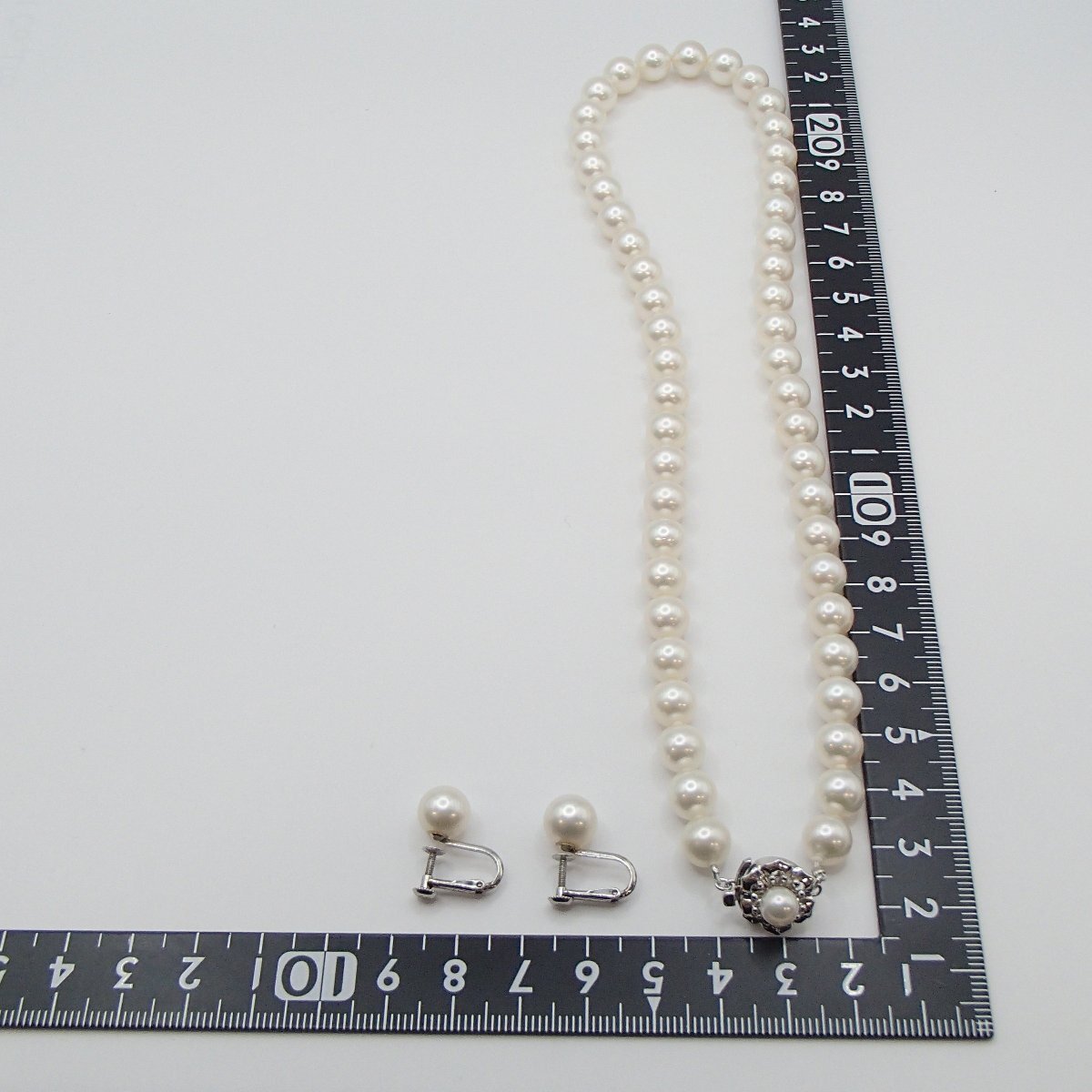 Yahoo!オークション - パール ネックレス イヤリング / K14WG 約41.5g...