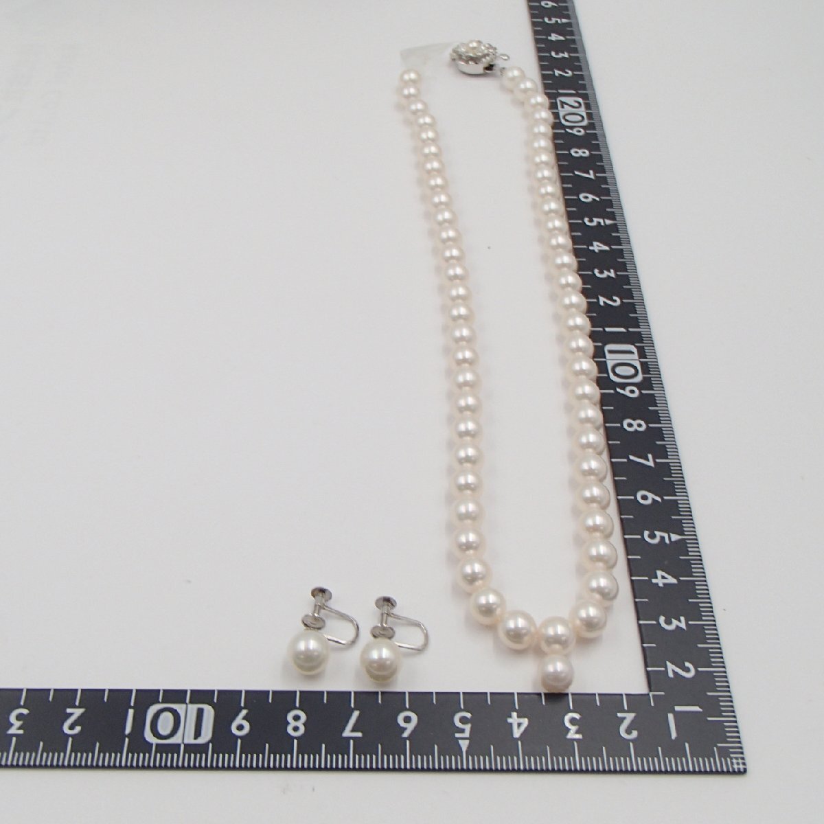 Yahoo!オークション - パール ネックレス イヤリング /PT850 約3.4g ...