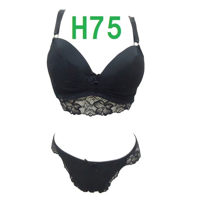 Yahoo!オークション - H75/L・ブラック ストレッチレース ブラジャー...