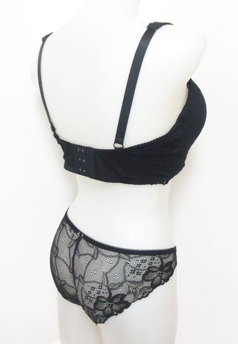 Yahoo!オークション - H75/L・ブラック ストレッチレース ブラジャー...