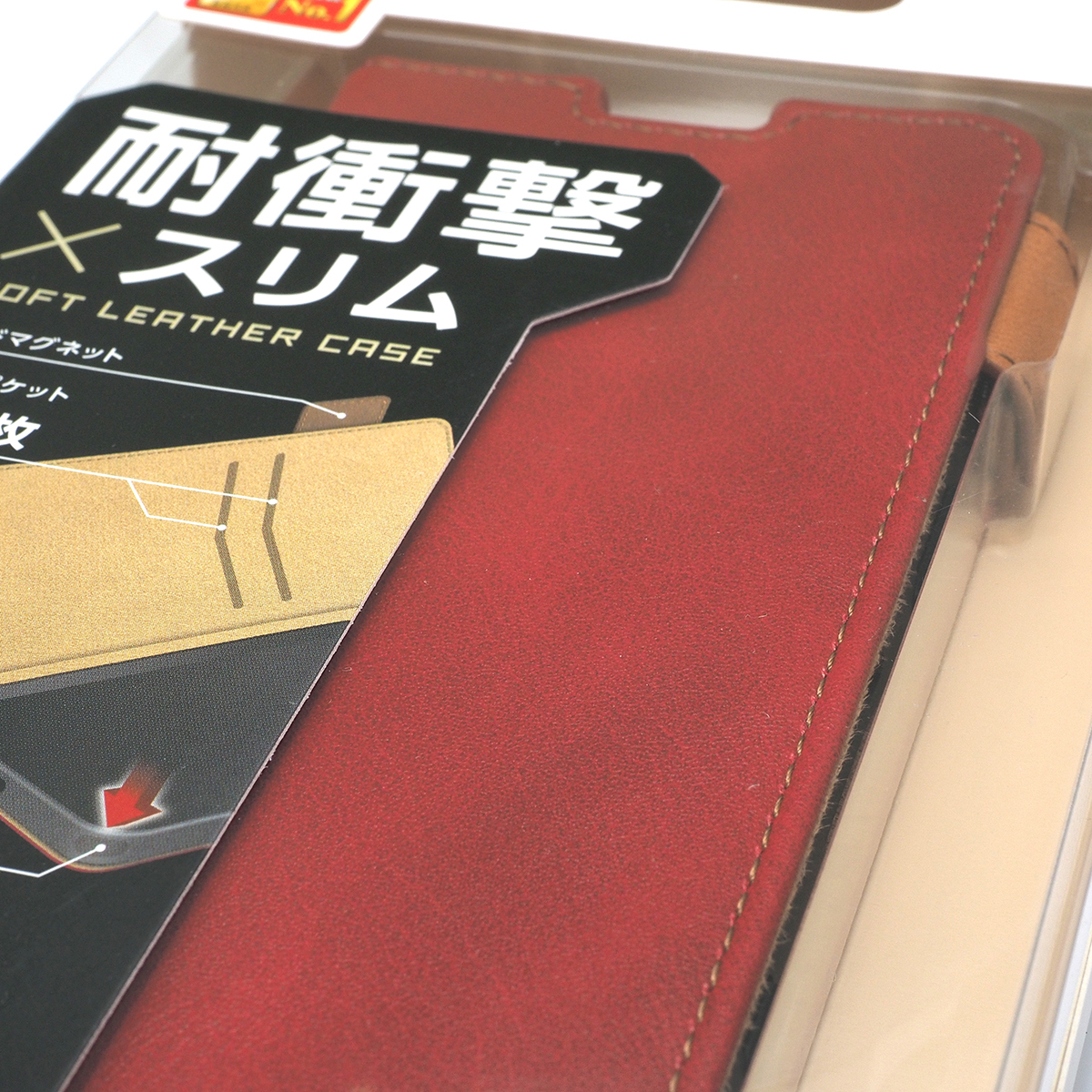 エクスペリア Xperia 5 III au SOG05 docomo SO-53B Softbank 用 薄型 耐衝撃 手帳型ケース 衝撃吸収 ソフトレザー レッド(レザーケース)｜売買され ...