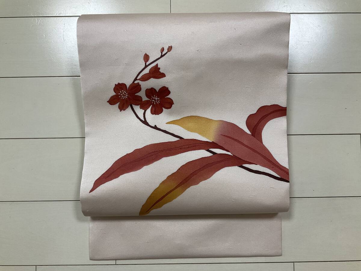 Yahoo!オークション - C448 中古 正絹 桜色 花柄 名古屋帯