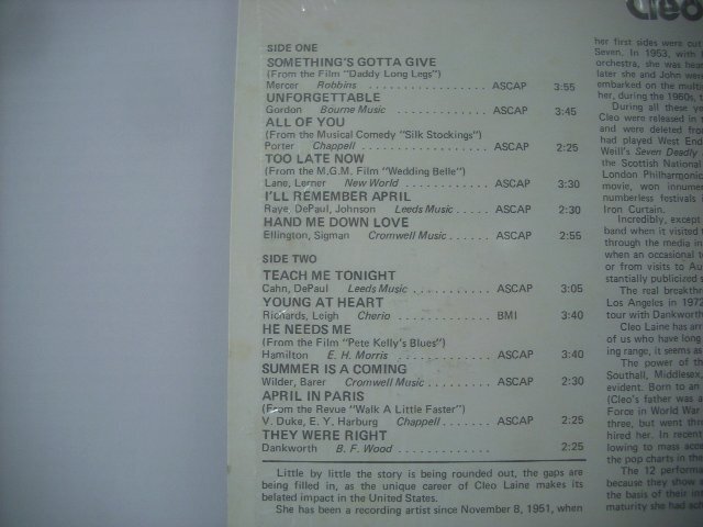 Yahoo!オークション - LP CLEO LAINE クレオ・レーン / CLEO'S CHOICE...