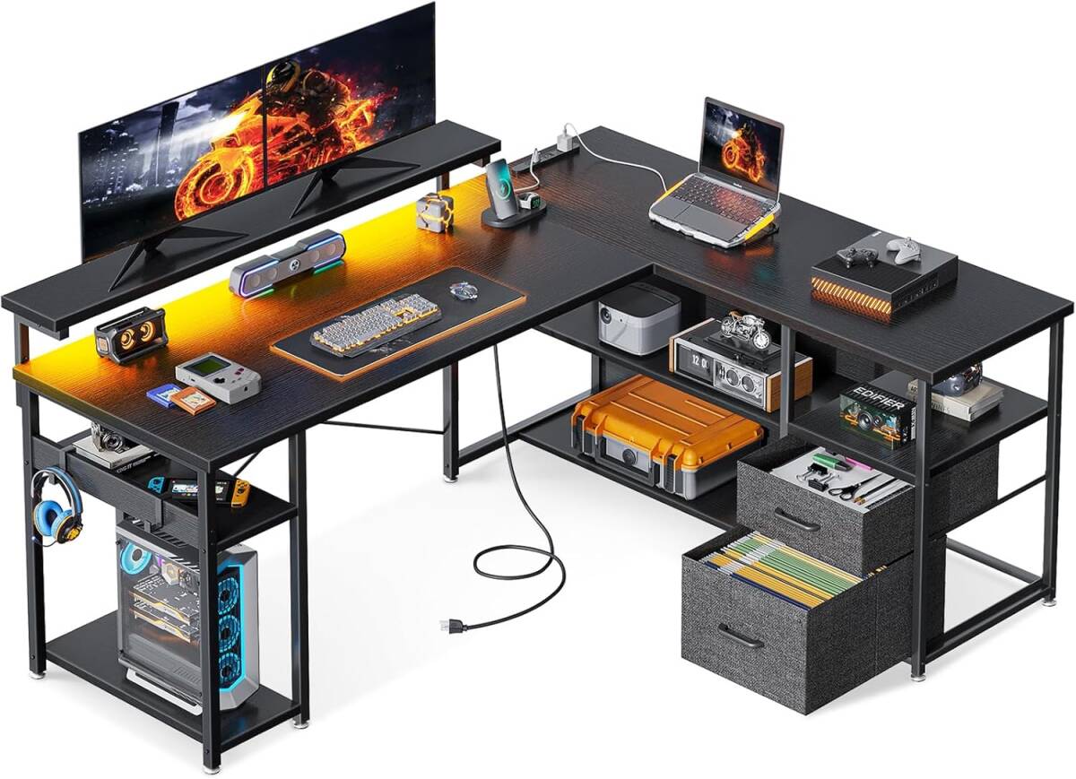 Yahoo!オークション - 【新品】 ODK パソコンデスク 引き出し付き ゲー...