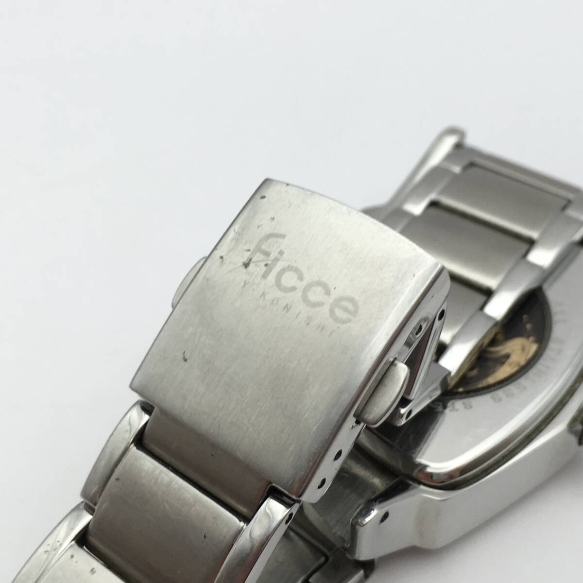 Yahoo!オークション - E247-265 ficce/フィース スケルトン文字盤 3針...