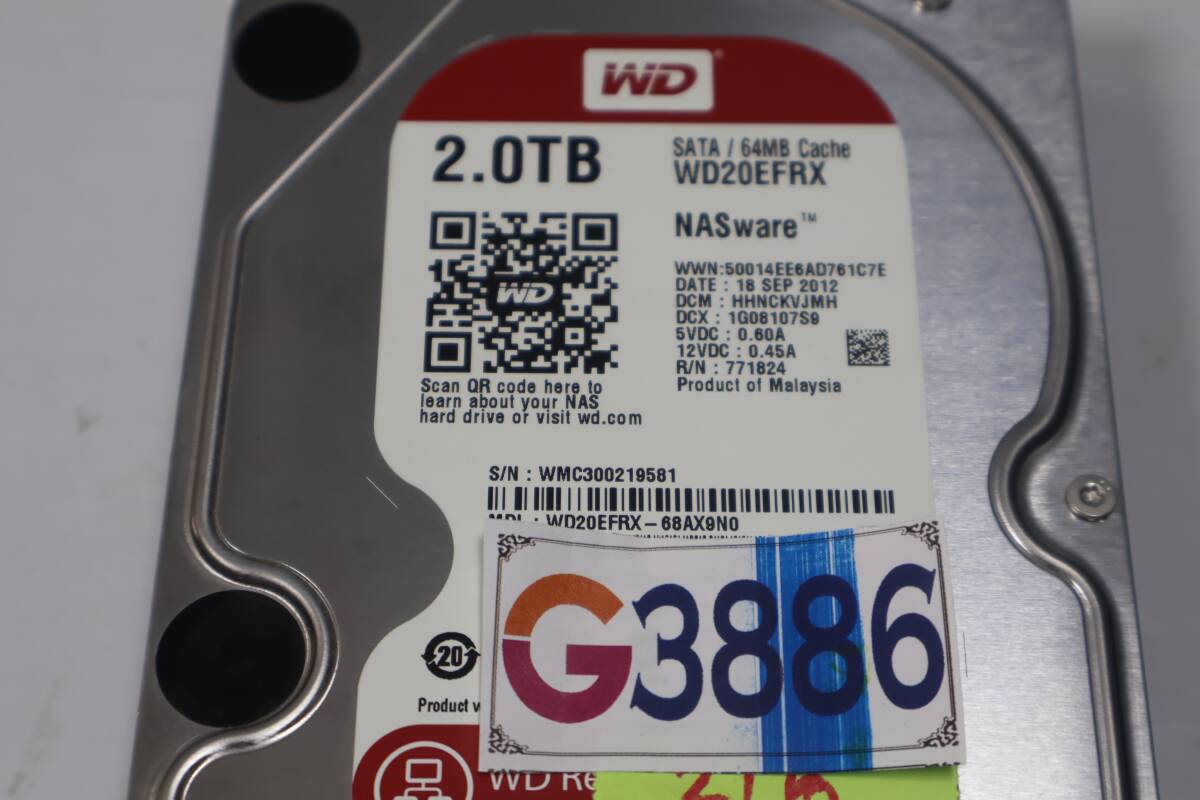Yahoo!オークション - G3886 & Western Digital WD20EFRX SATA 2TB 3.5...
