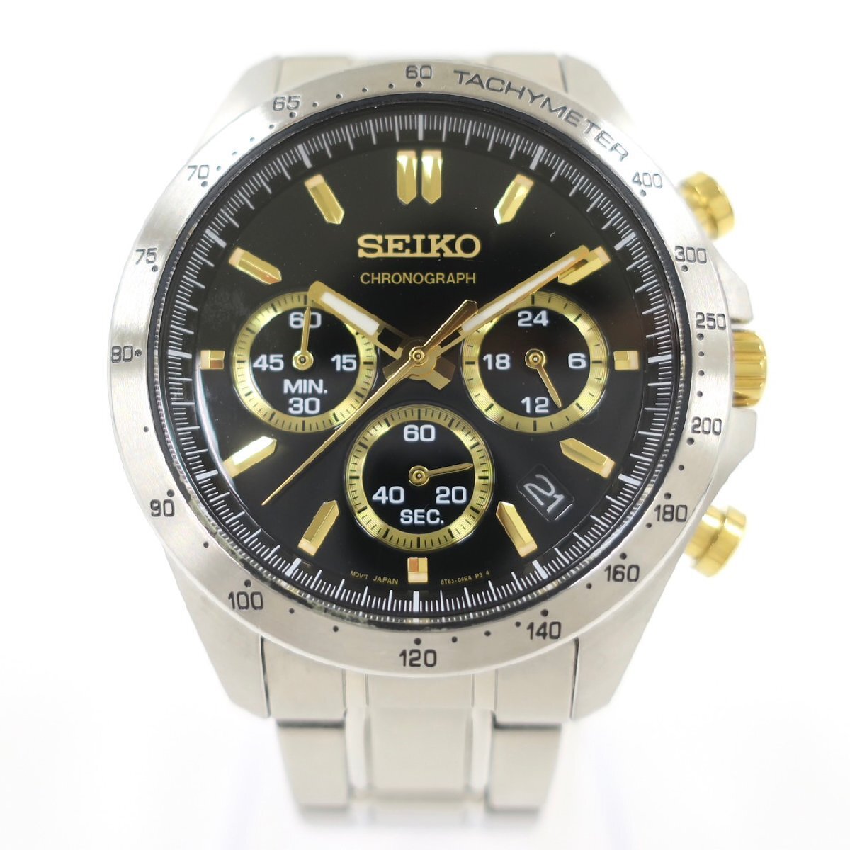 1円スタート 稼働品 SEIKO セイコー CHRONOGRAPH クロノグラフ 8T63-00D0 デイト クォーツ QZ SS シルバー ブラック文字盤 メンズ 腕時計(セイコー)｜売買さ ...
