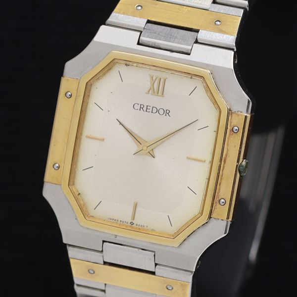 1円 稼動 保/箱付 セイコー クレドール 9570-5210 QZ シルバー文字盤 YG×SS メンズ腕時計 KRH 1629100 9OKT(クレドール)｜売買されたオークション情報 ...