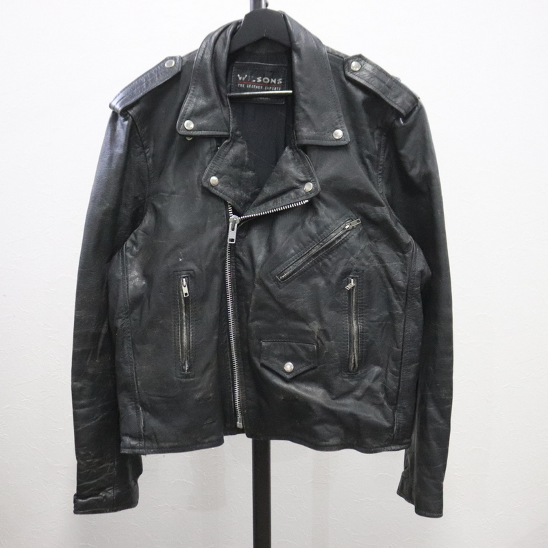 Yahoo!オークション - O9 80sビンテージ WILSONS ダブルライダースジャ...