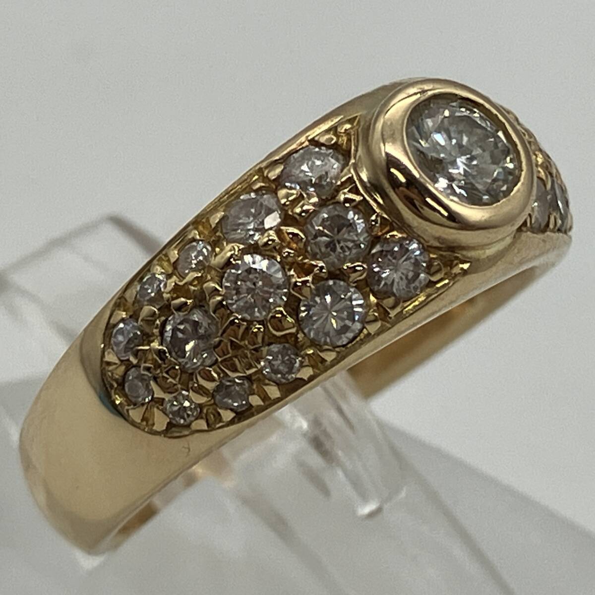 Yahoo!オークション - K18 18金 デザインリング ダイヤ0.58ct ダイヤ0....