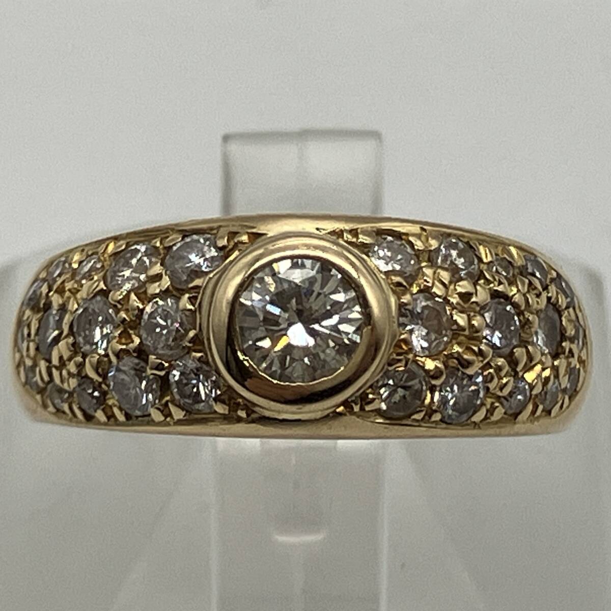 Yahoo!オークション - K18 18金 デザインリング ダイヤ0.58ct ダイヤ0....