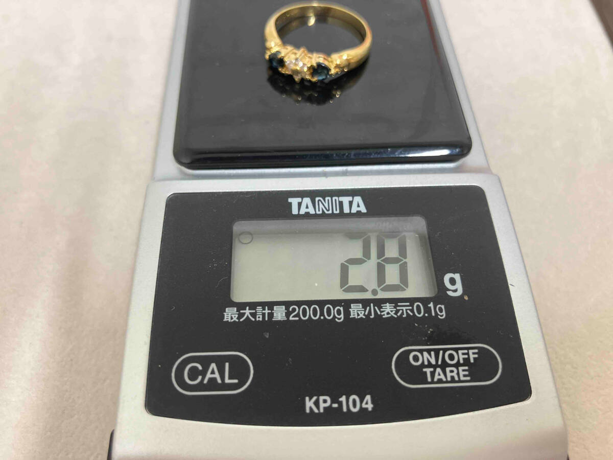 Yahoo!オークション - K18／天然ブルーサファイア0.45ct／脇石ダイヤ0....