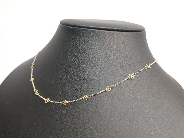 Yahoo!オークション - K18 WG YG デザインチェーンネックレス フラワー...