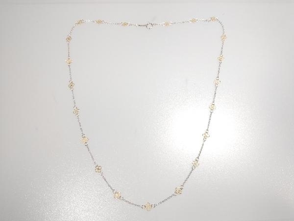 Yahoo!オークション - K18 WG YG デザインチェーンネックレス フラワー...