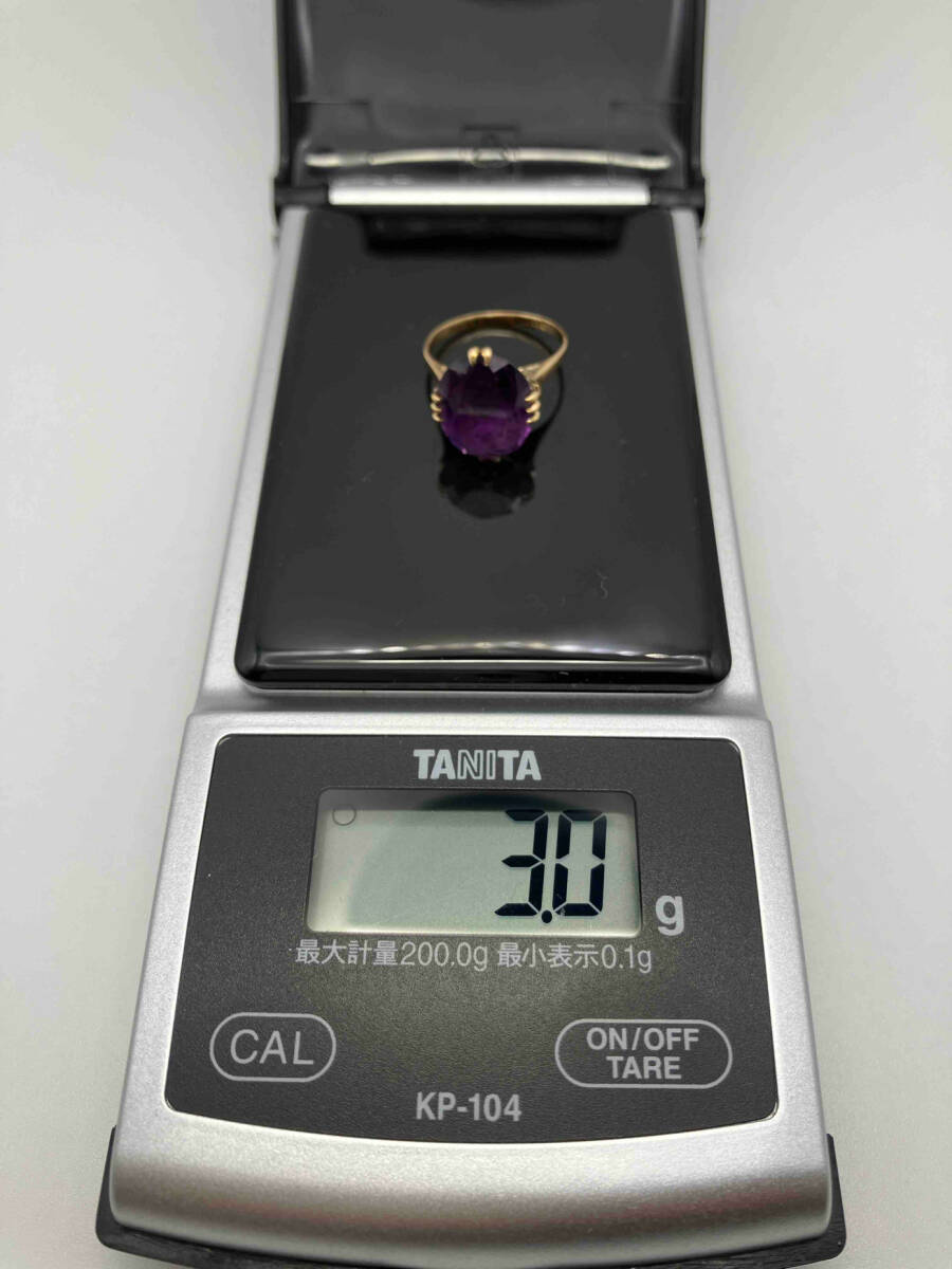 Yahoo!オークション - K18 5号 3.0g パープルストーン リング