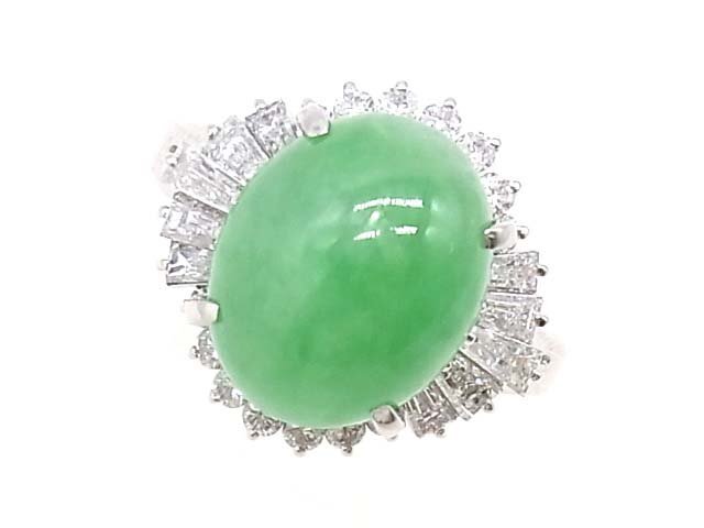 Yahoo!オークション - g19977 Pt900 ヒスイ5.69ct D0.79ct リング USED...