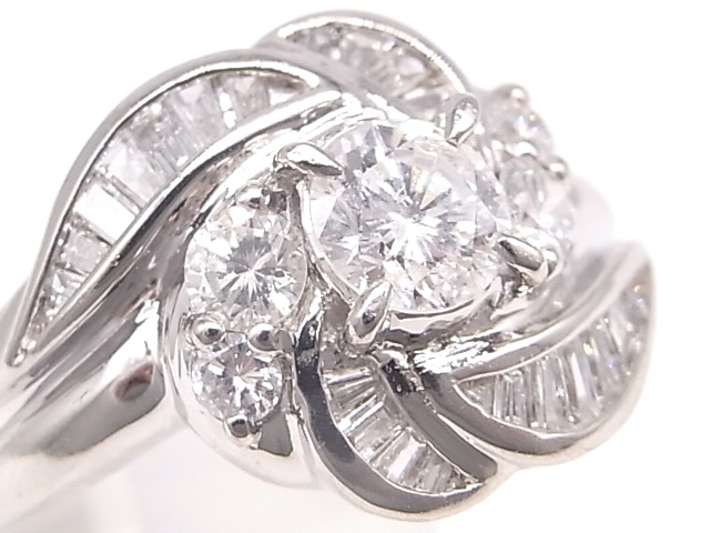 Yahoo!オークション - g15404 Pt900 D0.43/0.56ct リング USED 美品 8....