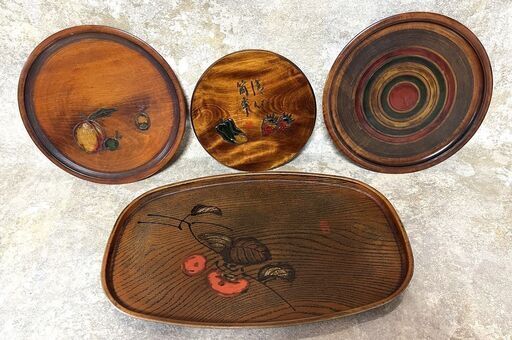 Yahoo!オークション - 【G617】烏城彫/烏城彫り/木製/お盆/おぼん/烏城...