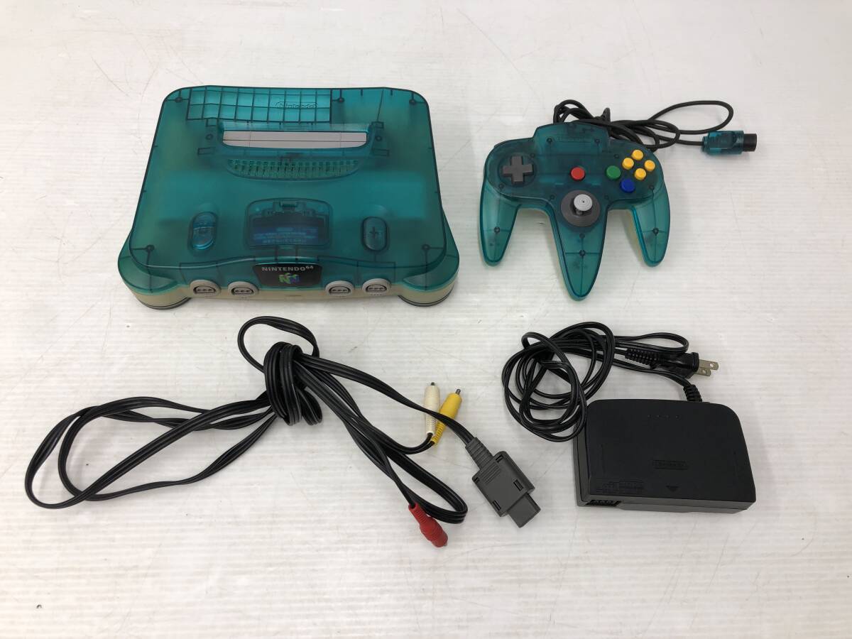 300431 NINTENDO64 任天堂64 NUS-001 コントローラー NUS-005 ACアダプター 三色線 クリアブルー 写真追加あり C1(本体、アクセサリー)｜売買された ...