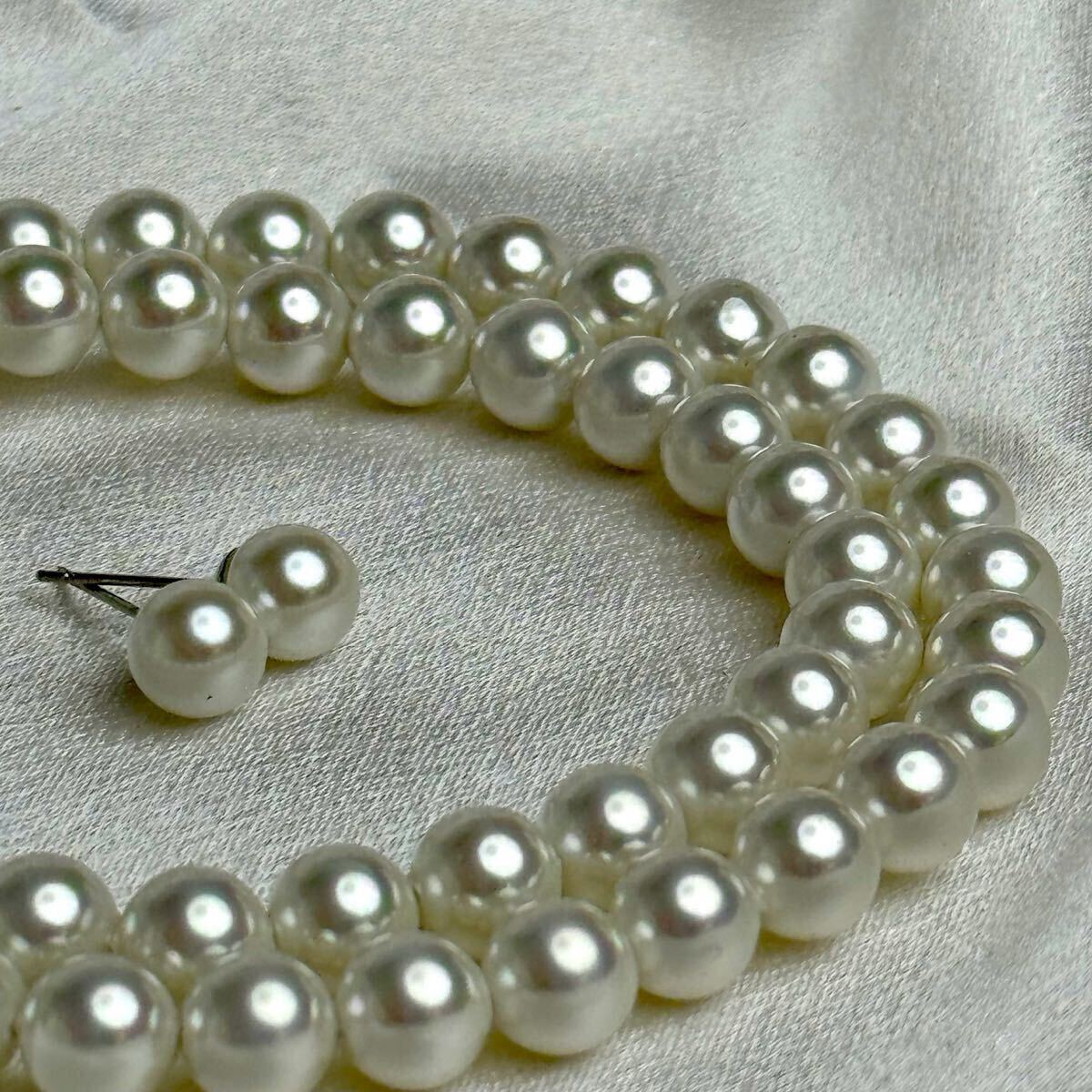 Yahoo!オークション - 貝パールネックレス8mm 42cm ピアス ネックレス ...