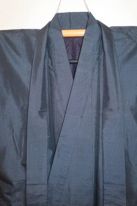 Yahoo!オークション - 壱木5706 本絹泥藍飯能大島紬男着物羽織 裄69丈1...