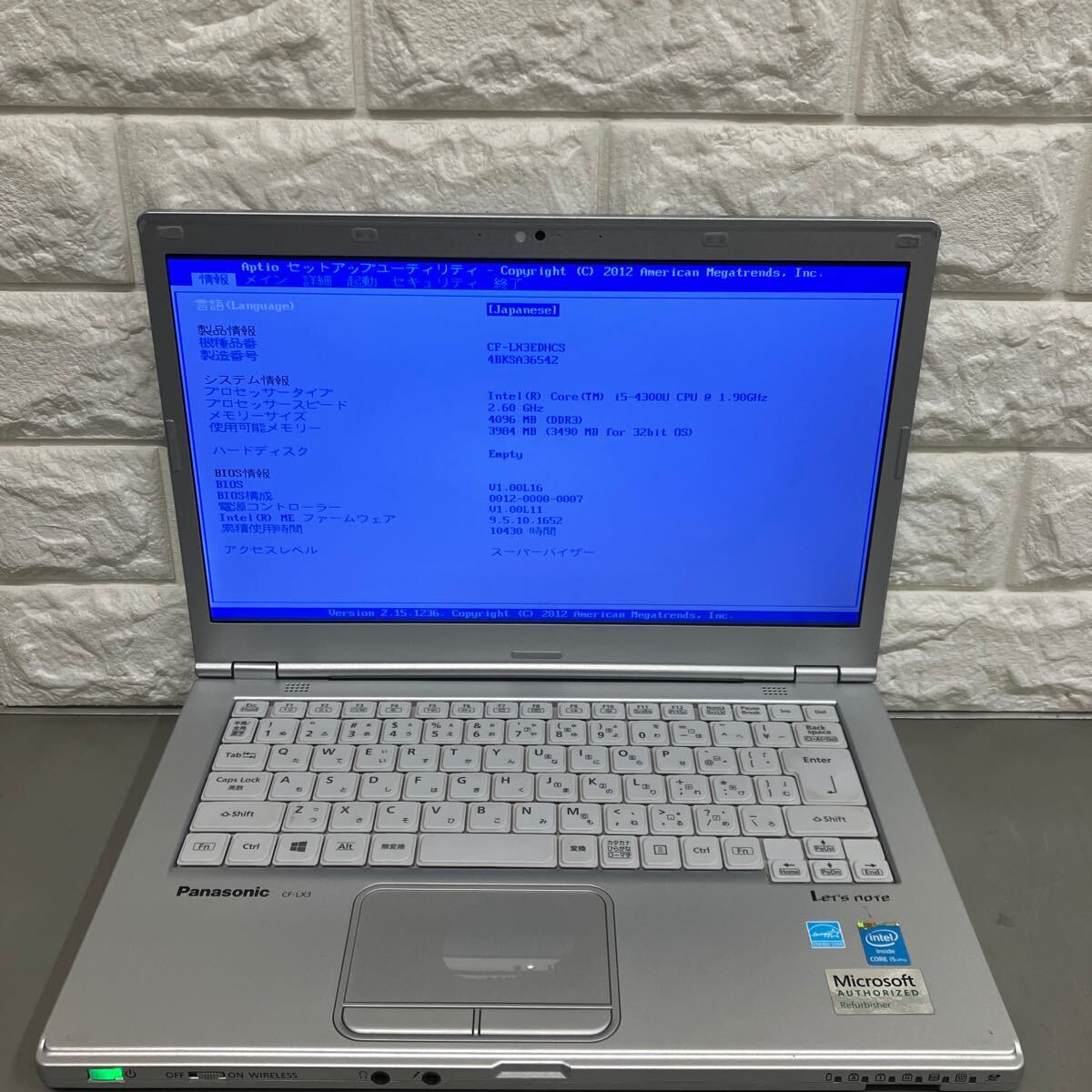 Yahoo!オークション - G174 Panasonic CF-LX3 Core i5 4300U メモリ4GB...