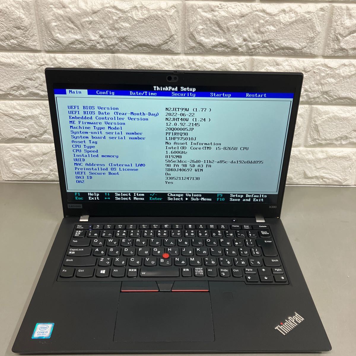 Yahoo!オークション - K149 Lenovo ThinkPad X390 Core i5 8265U メモ...