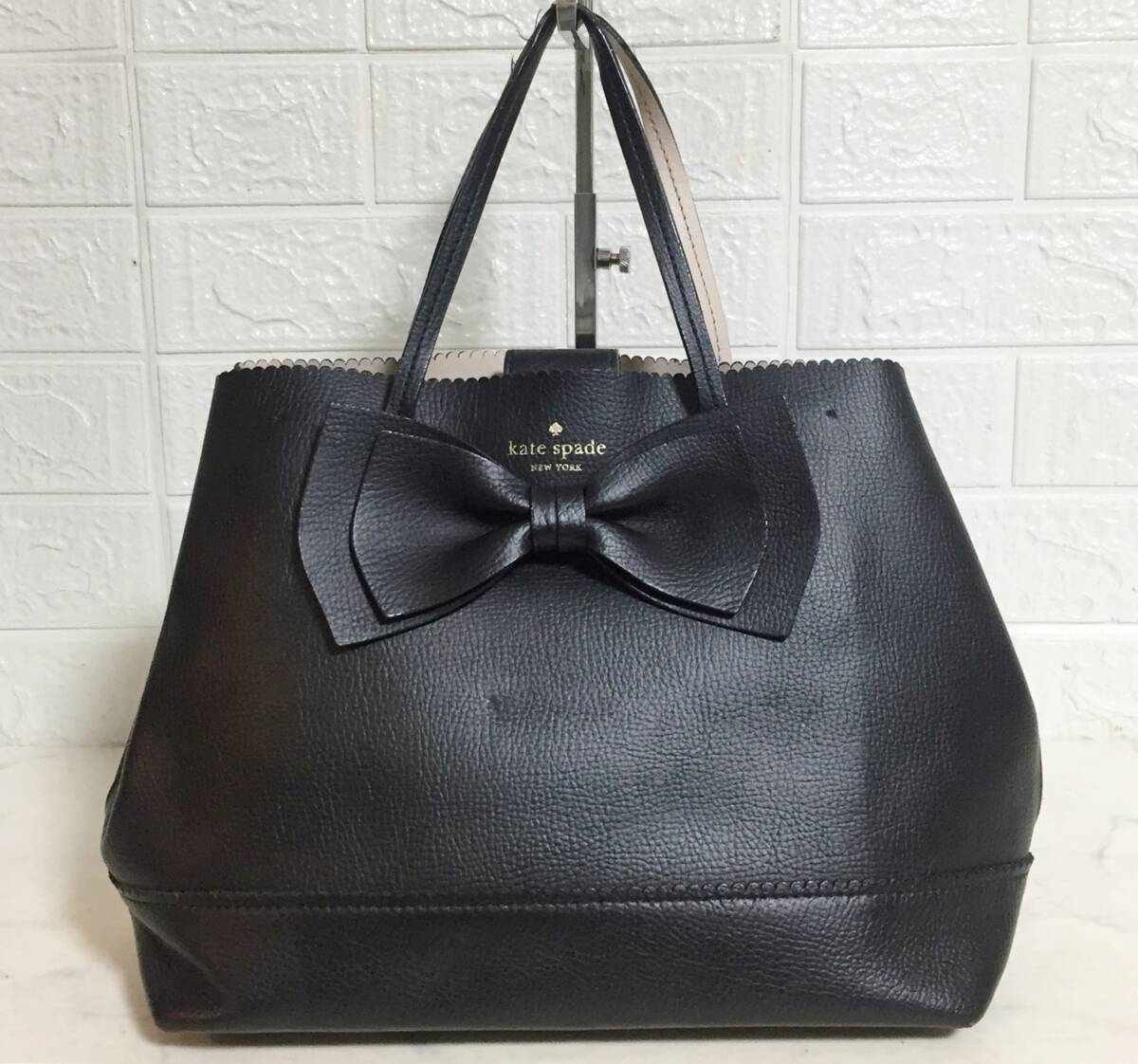 no28213 kate spade new york ケイトスペード リボン 本革 レザー ハンド トート バッグ(トートバッグ)｜売買されたオークション情報、yahooの商品情報を ...