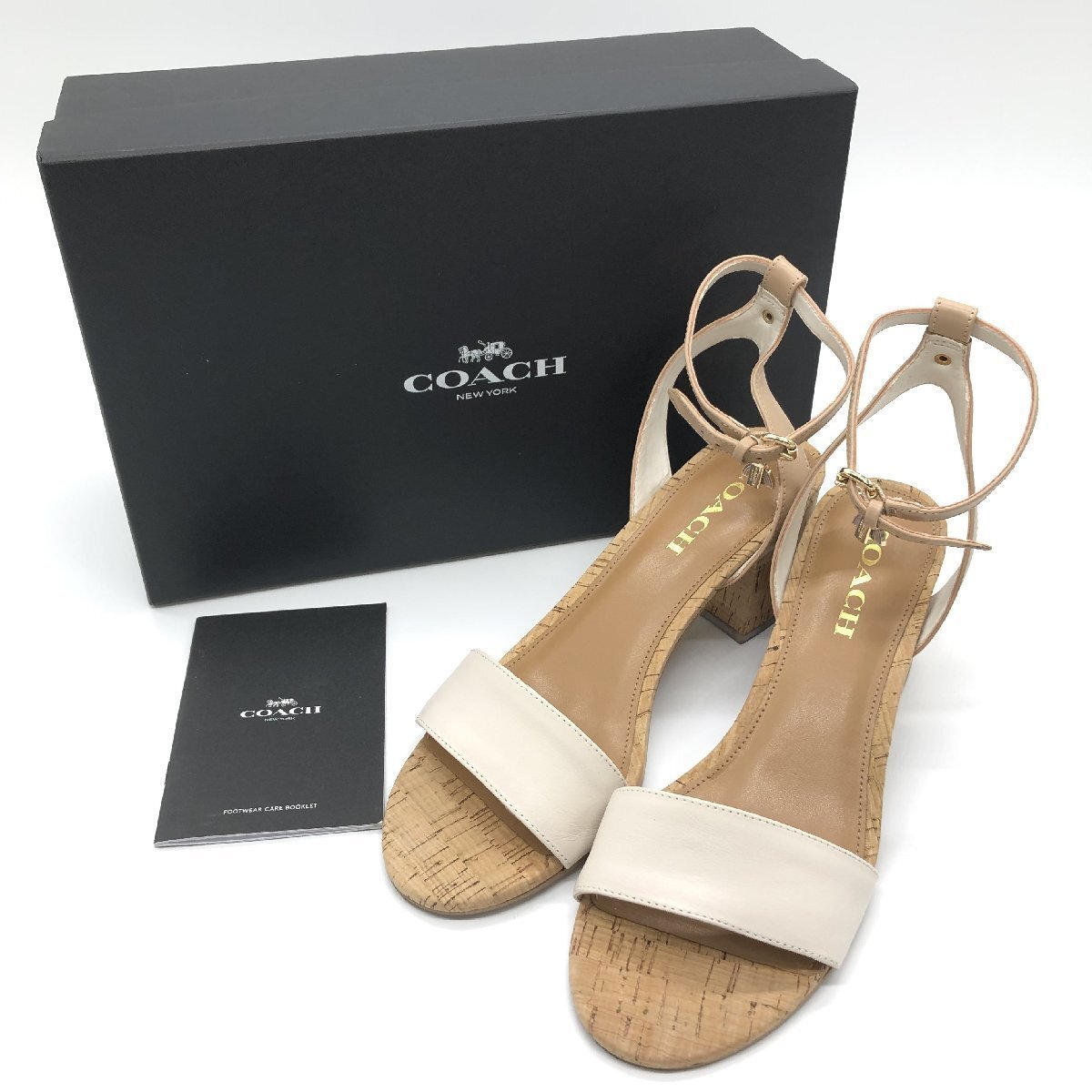 Yahoo!オークション - COACH コーチ サンダル チャンキー ヒール 9B 約...