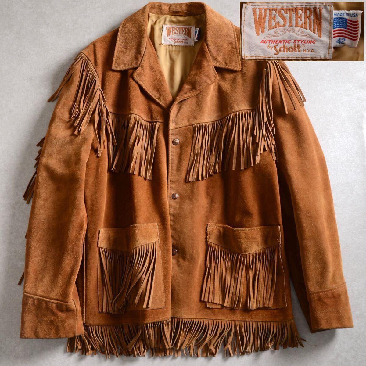 Yahoo!オークション - 【サイズ 42】ショット フリンジ スエードジャケ...