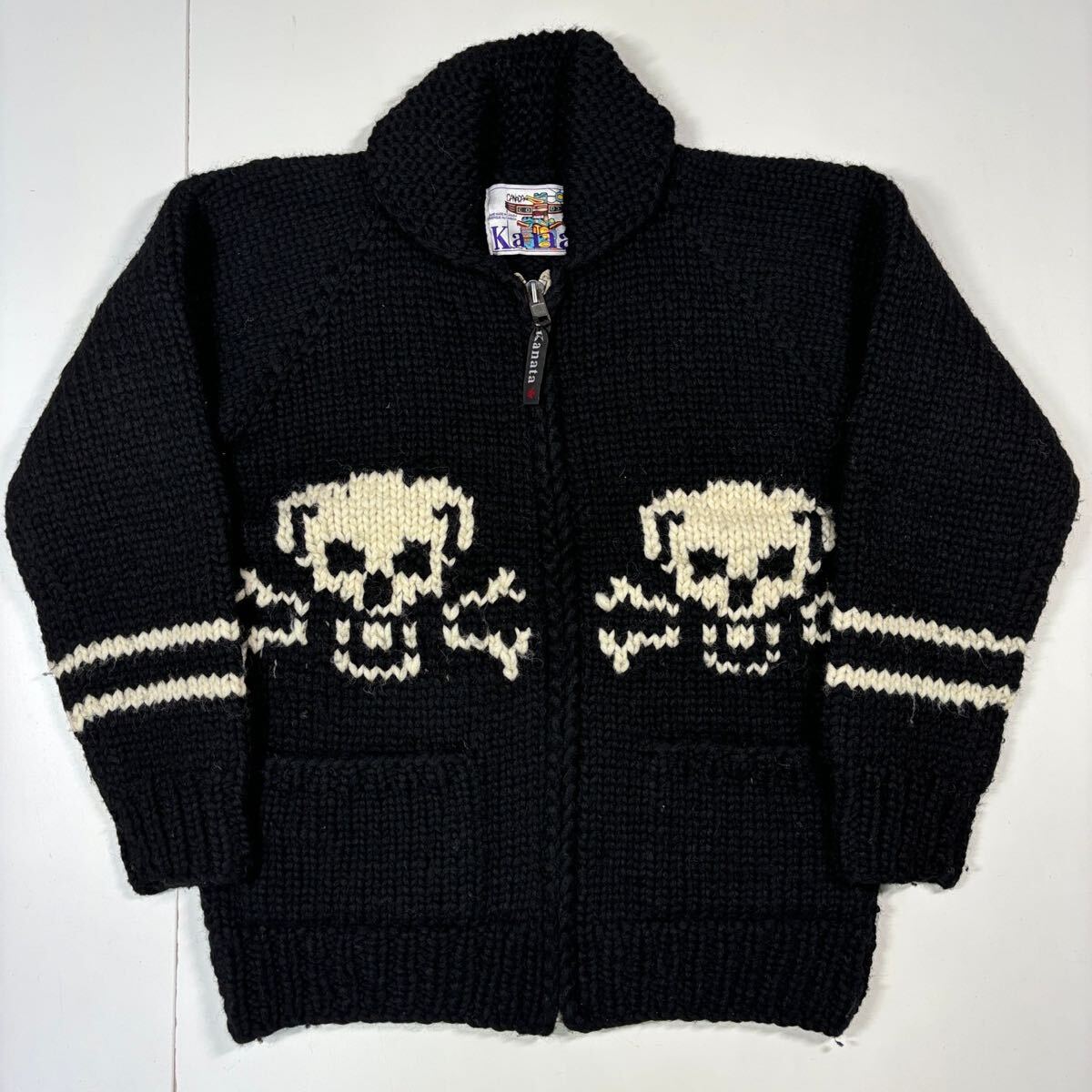Yahoo!オークション - USED KANATA Cowichan Knit Sweater Skull Head ...