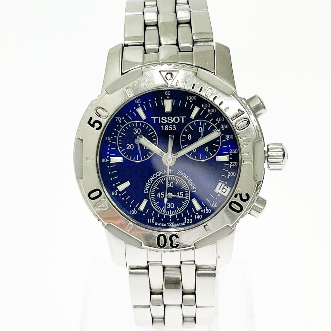 Yahoo!オークション - TISSOT ティソ T362/462 クロノグラフ SS ネイビ...
