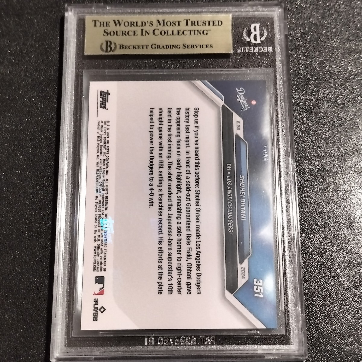 Yahoo!オークション - 【BGS10】TOPPS NOW #351 大谷翔平 ドジャース S...