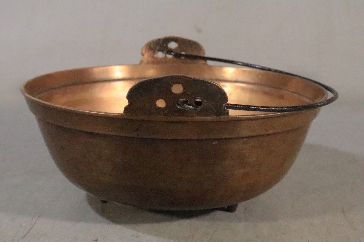 Yahoo!オークション - E089 銅鍋/片手取っ手/金属工芸/重さ約645g/一...