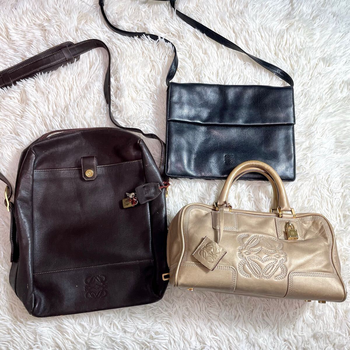 まとめ売り LOEWE ロエベ アマソナ28 ハンドバッグ ショルダーバッグ お得 セット アナグラム 型押し カデナ 南京錠 ブラック ブラウン(ハンドバッグ)｜売買されたオークション情報 ...