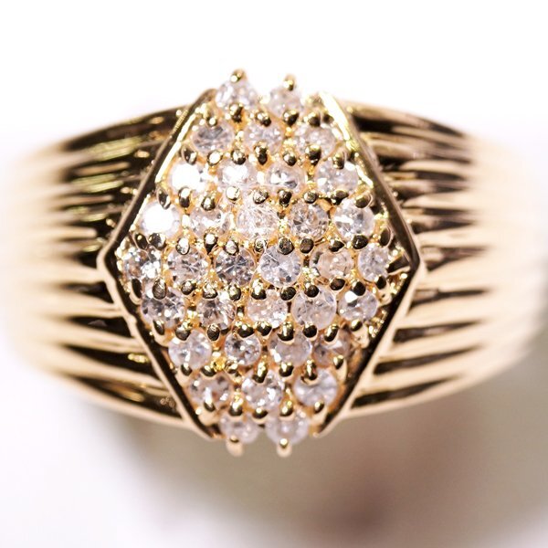 Yahoo!オークション - I-4 K18 ダイヤモンド 0.34ct デザインリング 11...