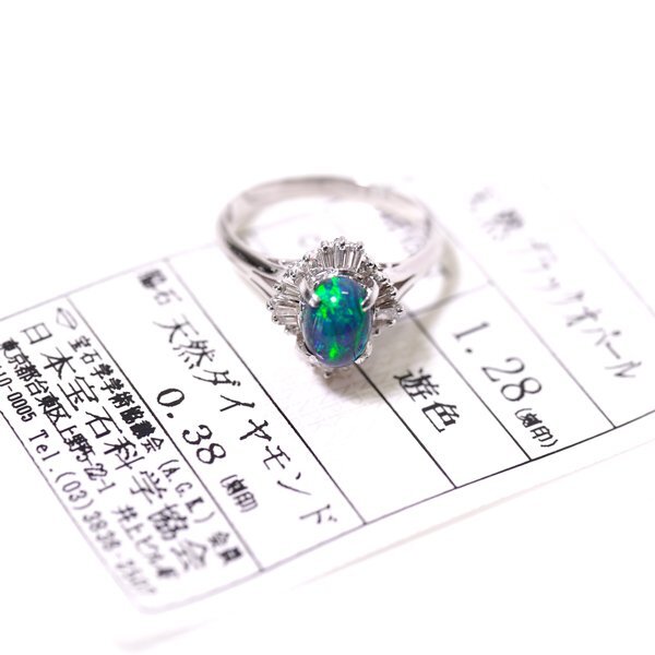 Yahoo!オークション - I-18 Pt900 ブラックオパール1.28ct/ダイヤモン...