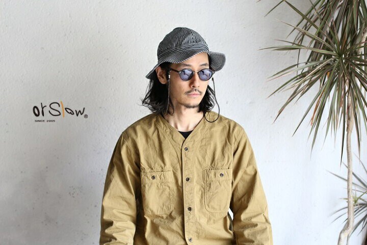 Yahoo!オークション - orslow NOCOLLAR SHIRT khaki サイズ 4 XL