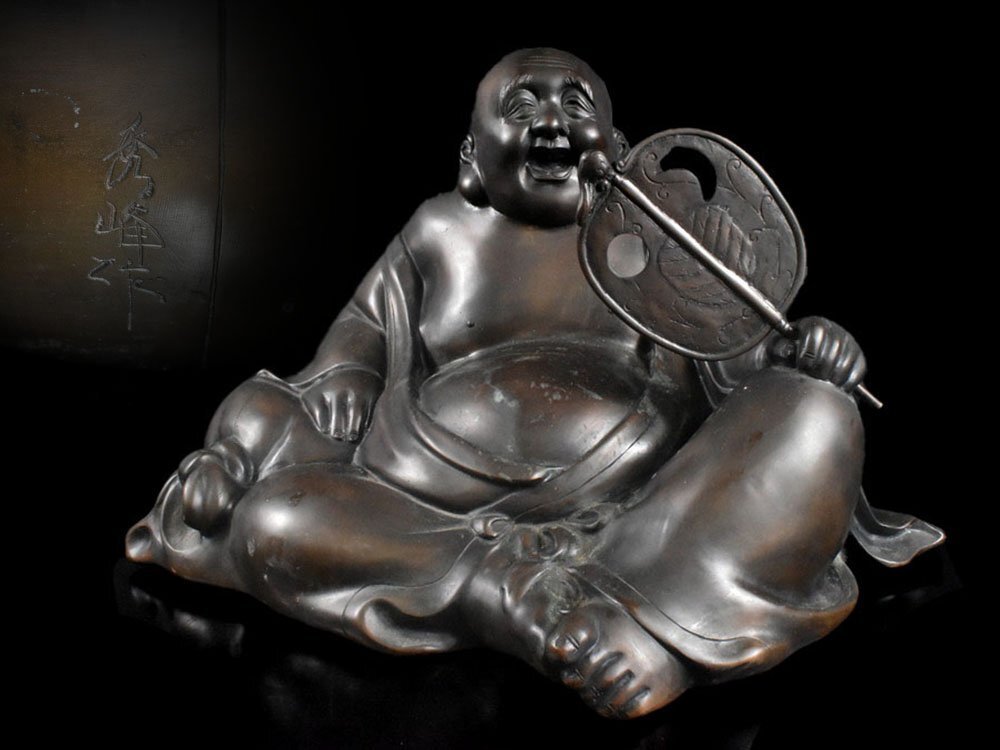 Yahoo!オークション - 【雲】某収集家買取品 金工師 秀峰 銅製 布袋像 ...