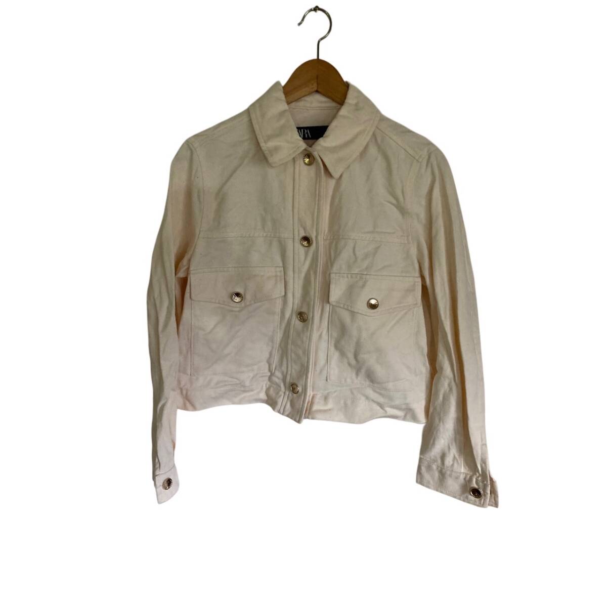 Yahoo!オークション - ZARAショート丈コットンJKT 白 S