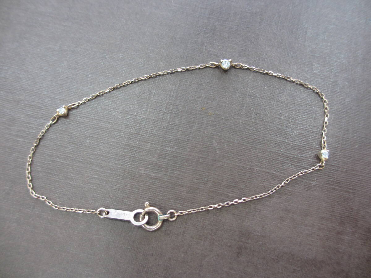 Yahoo!オークション - 4℃ K10 10金 ダイヤモンド 3石付き ブレスレッ...