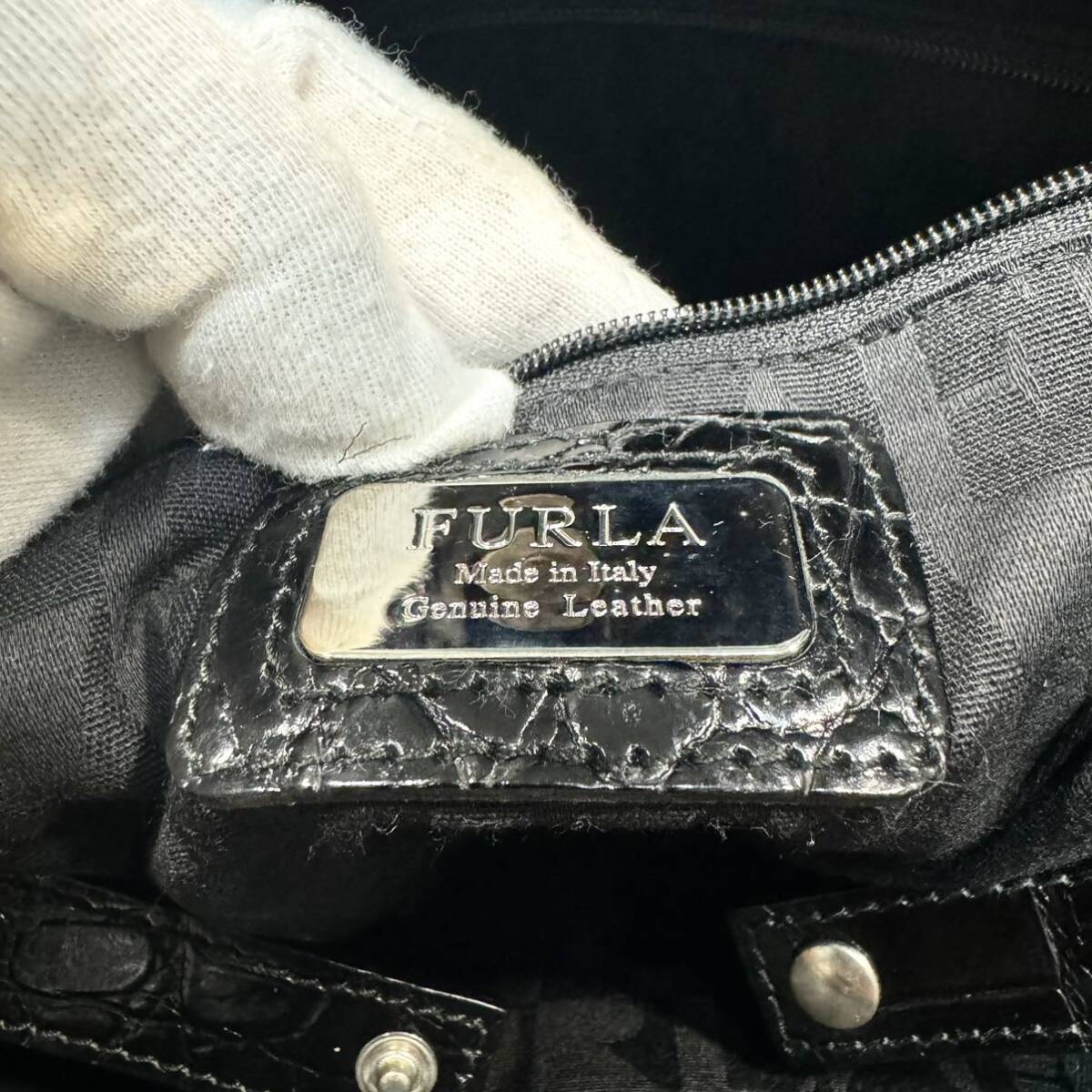 Yahoo!オークション - 希少 A4 FURLA フルラ トートバッグ クロコ型押...