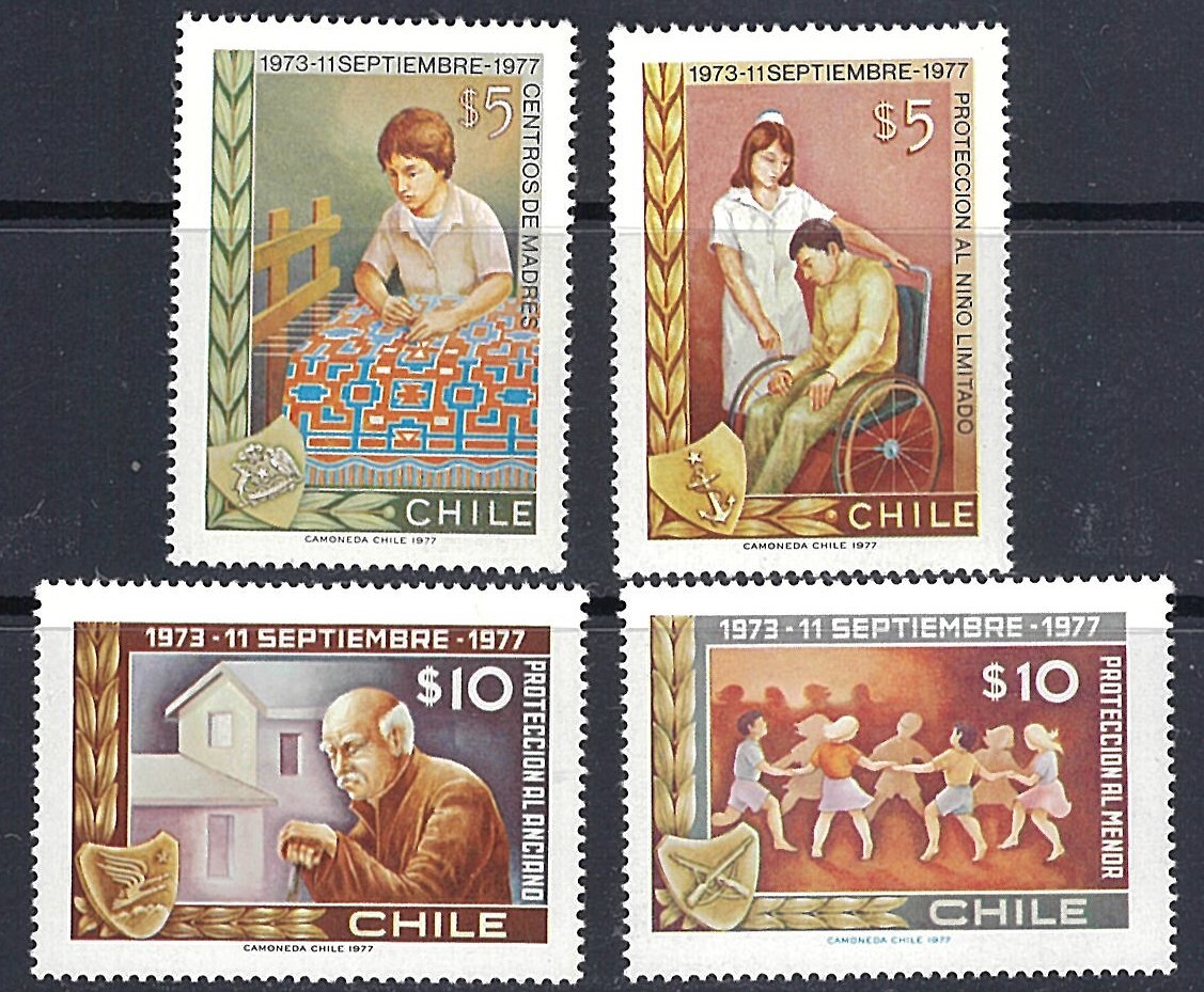 Yahoo!オークション - チリ 1977年 #509-12(NH) 軍事政権政府による社...