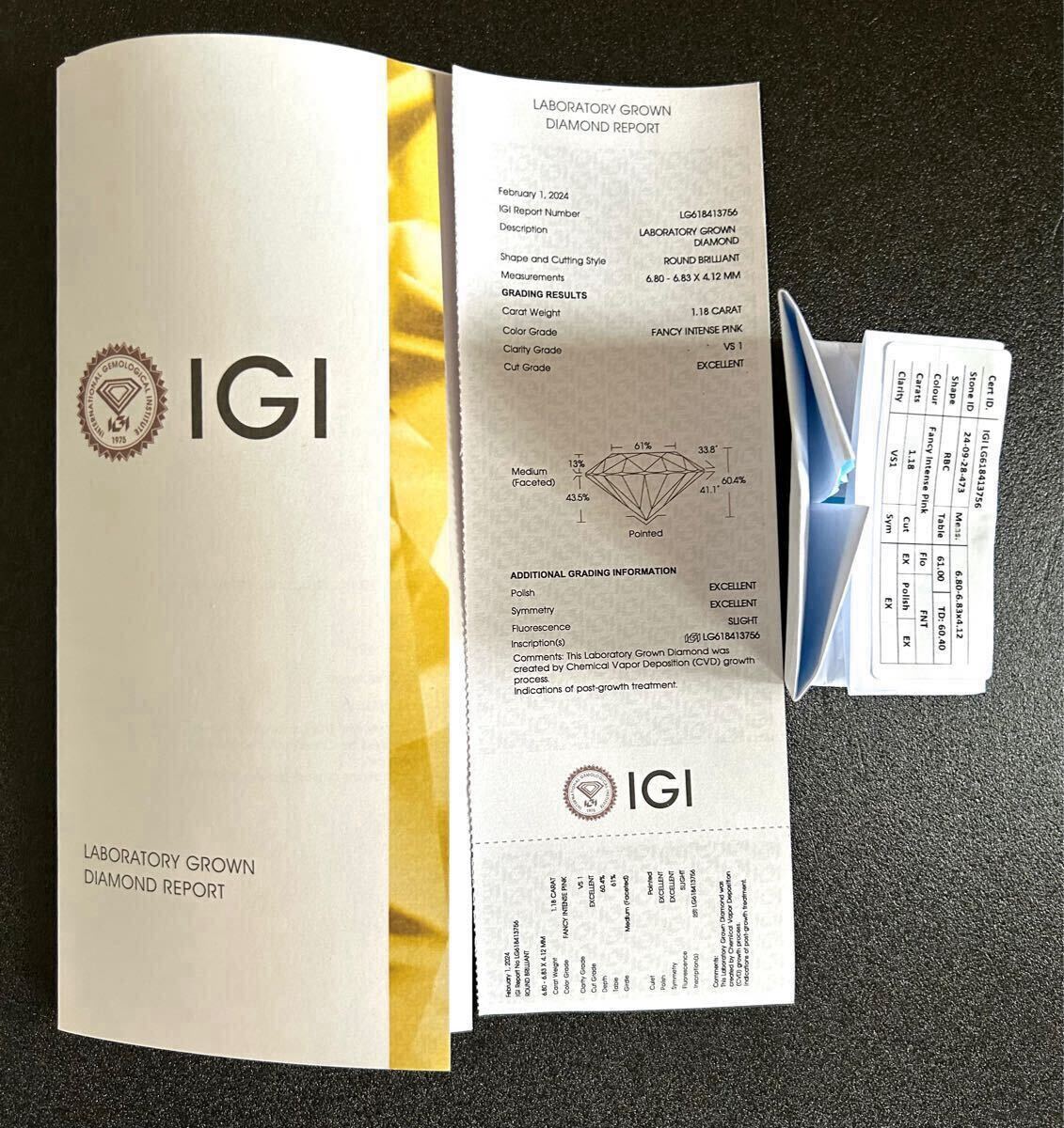 Yahoo!オークション - 新品未使用 ラボグロウンダイヤモンドIGI鑑定書...