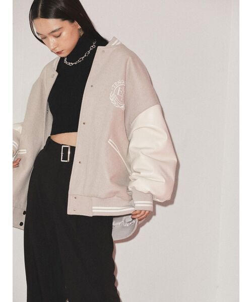 Yahoo!オークション - 「EMODA」 スタジャン FREE アイボリー レディー...