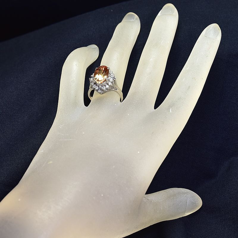 Yahoo!オークション - 4.15ct天然インペリアルトパーズリング 12号 Pt9...