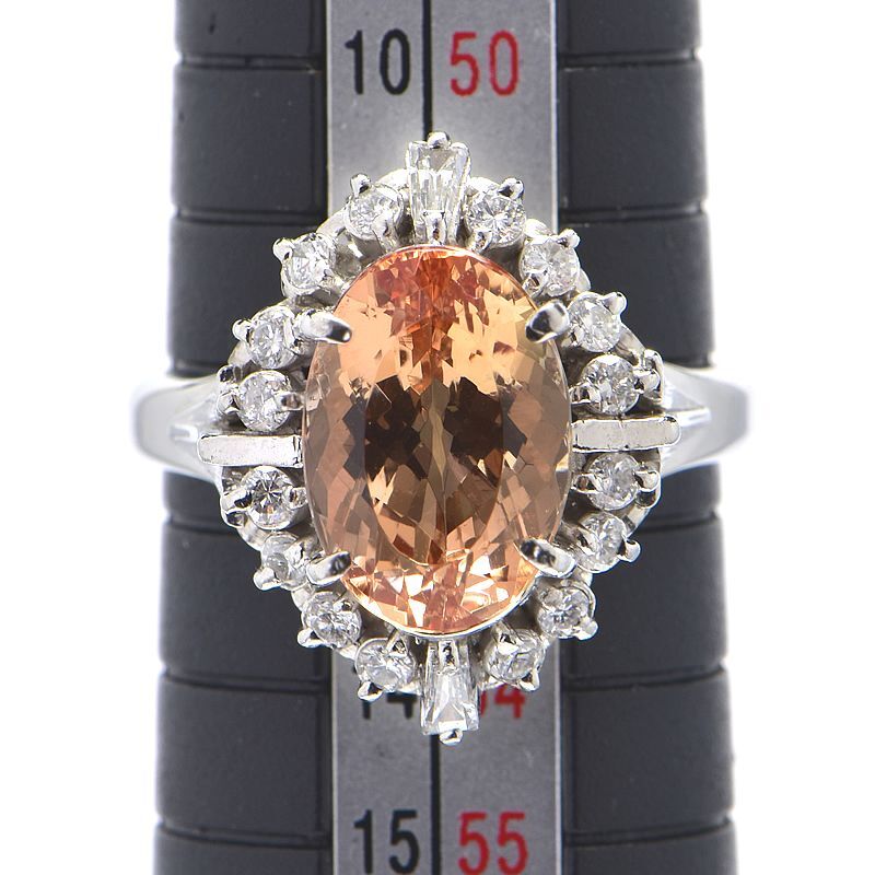 Yahoo!オークション - 4.15ct天然インペリアルトパーズリング 12号 Pt9...